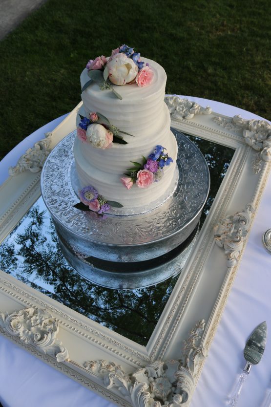 3 Tier “Fluted/Lined” Buttercream Textured Wedding Cake – Rexburg Cakes